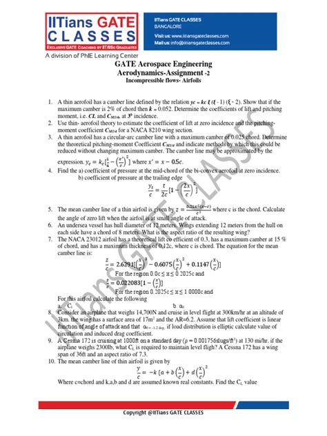 Sample Aerodynamics Assignment Pdf Airfoil Lift Force