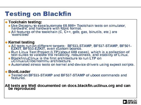 Testing Framework For Black Fin On U Clinux