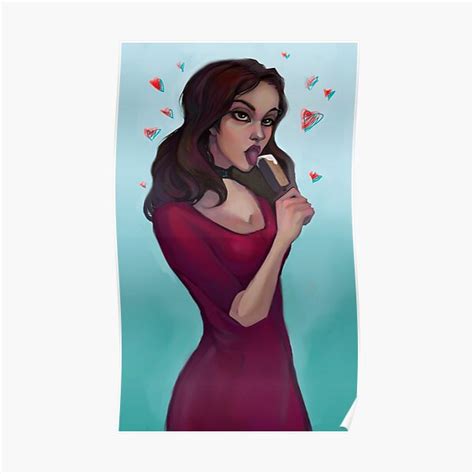 Sexy Girl Lick Ice Cream Dark Skinned Brunette Poster For Sale By