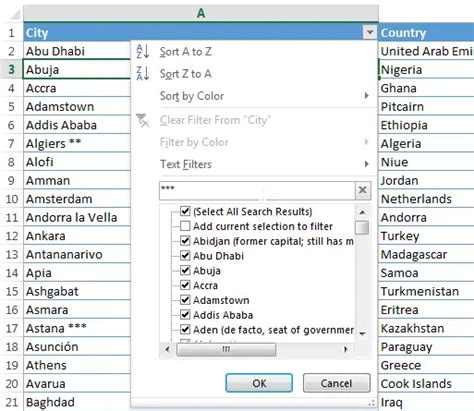 excel filter wildcards and with wildcards star and interrogation mark