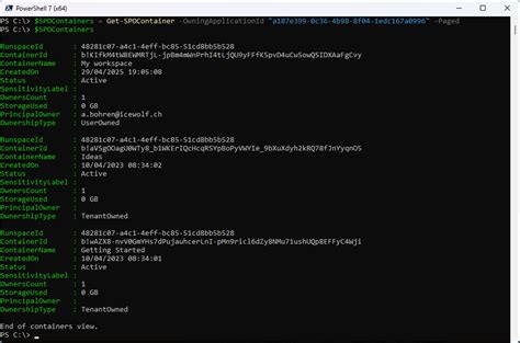 List Sharepoint Embedded Containers With Powershell Icewolf Blog