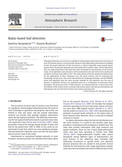 PDF Radar Based Hail Detection