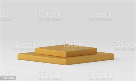 황금 3d 연단 제곱 기본 기초 수준 플랫폼 제품 프리젠 테이션 현실적인 벡터 0명에 대한 스톡 벡터 아트 및 기타 이미지