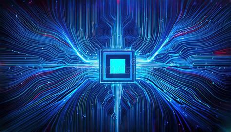 Neural Network Pathways Branching From Central Ai Processor With Blue Light And Detection