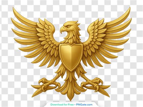 Golden Eagle Emblem With Shield 3d Symbol Free Png Pngate