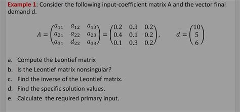 Solved Example 1 Consider The Following Input Coefficient