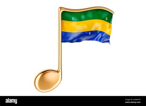 Musical Note With Gabonese Flag Music In Gabon Concept 3d Rendering Isolated On White