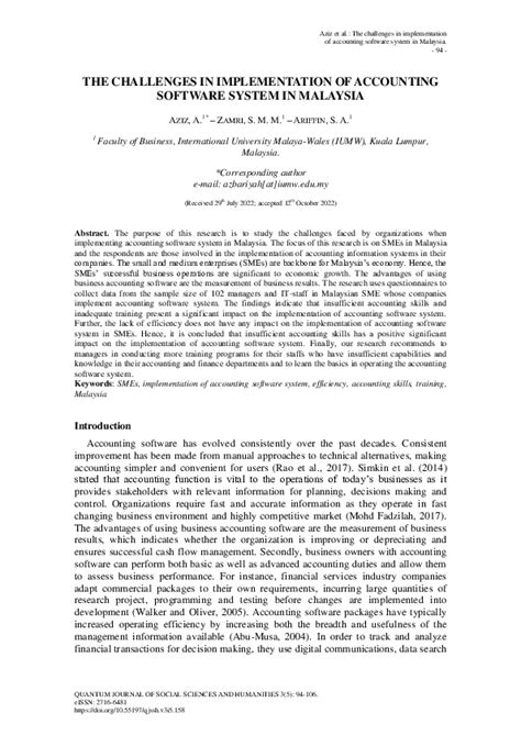 Pdf The Challenges In Implementation Of Accounting Software System In Malaysia