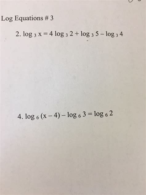 solved log equations 3 log 3 x 4 log 3 2 log 3 5