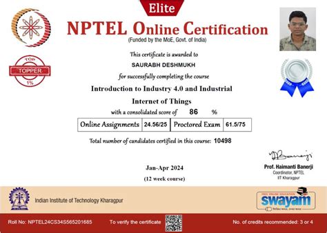 Saurabh Deshmukh On Linkedin Nptel Industry40 Iiot Continuouslearning Top1percent