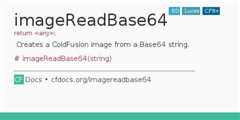 Imagereadbase64 Code Examples And Cfml Documentation