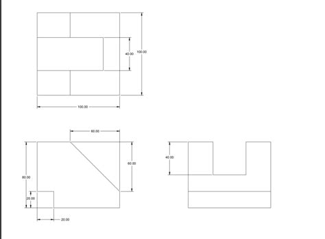 Solved Draw The Multiview Without Construction Lines And Miter Lines