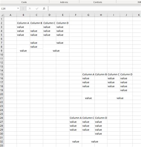 Locating All The Tables On One Spreadsheet Using Excel Vba Stack Overflow