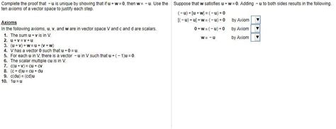 solved w u complete the proof that u is unique by showing