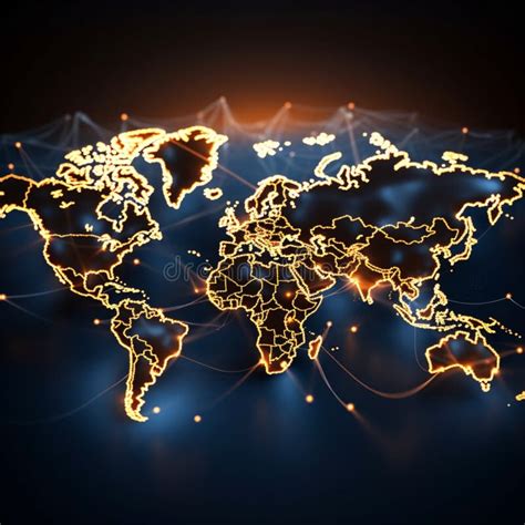 Glowing World Map On A Dark Backdrop Stock Illustration Illustration Of Mobile Instagram
