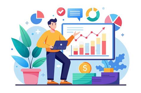 A Person Analyzes Men S Growth Data Using Charts And Graphs On A Laptop Stock Vector