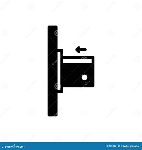 black solid icon for insertion card and atm stock vector