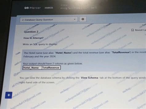 Mercer Mert Ex Fi 2 Database Query Question Question 2 Revisut La How