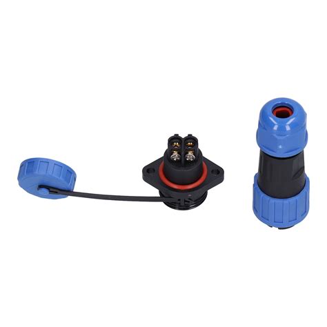 Waterproof Connector 2 Pin Ip68 Aviation Power Socket 250v 20a Flanged For Cable Wire Lp16