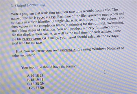 Solved 6 Output Formatting Write A Program That Reads Four