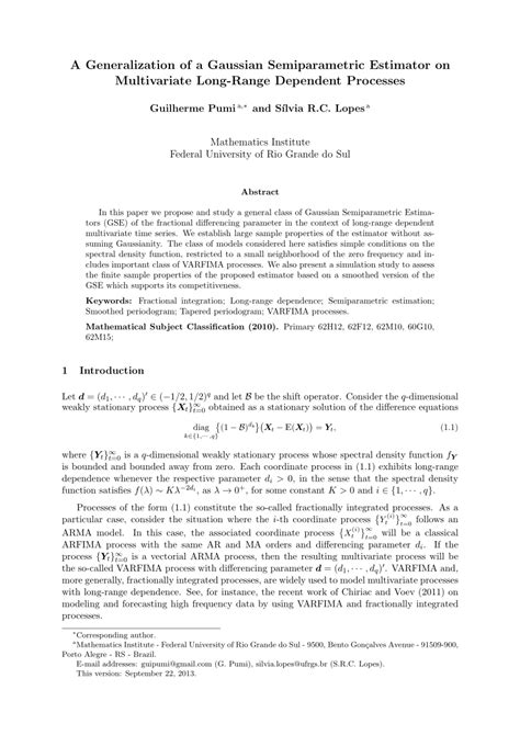 Pdf A Generalization Of A Gaussian Semiparametric Estimator On