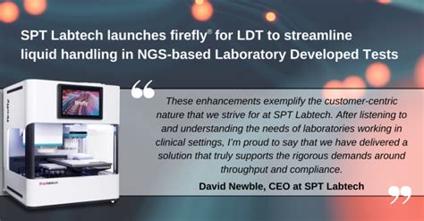 spt labtech launches firefly® for ldt to streamline liquid handling in