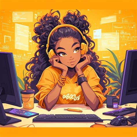 Premium Vector Mixed Race Girl In Her 20s Attending A Coding Bootcamp