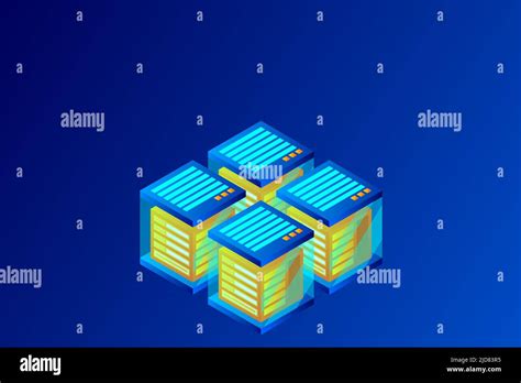 concept of big data processing energy station of future server room rack data center isometric
