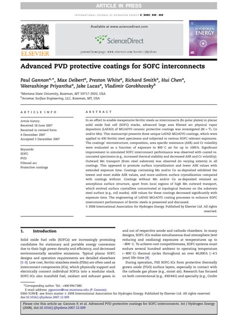 Advanced Pvd Protective Coatings For Sofc Intercon Pdf Solid Oxide Fuel Cell Chromium