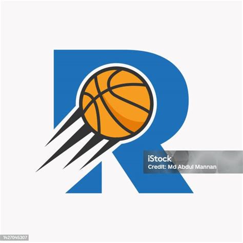 초기 편지 R 농구 로고 개념 움직이는 농구 아이콘 농구 로고 타입 기호 벡터 템플릿 Championship에 대한 스톡 벡터 아트 및 기타 이미지