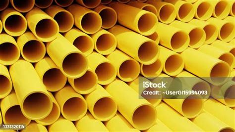 노란색 플라스틱 파이프 배경 Pvc 파이프 하수 그룹 배경 3d 렌더링 관 튜브에 대한 스톡 사진 및 기타 이미지 관 튜브
