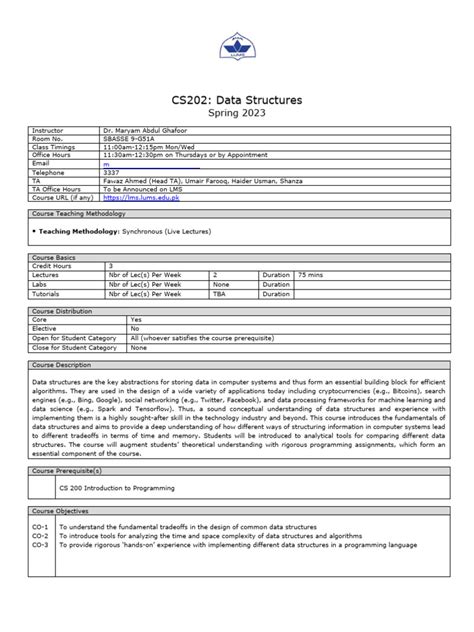 Cs202 Course Outline Pdf Algorithms Algorithms And Data Structures