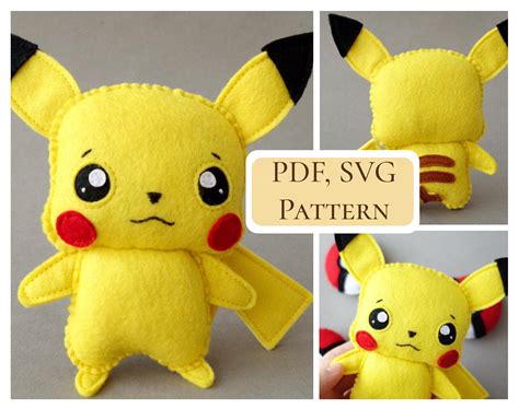 Pdf Pikachu Doll Pattern Felt Easy Sewing Pattern Pokemon Etsy
