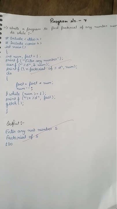 Wap To Find Factorial Of Any Number Using Do While Loop Youtube