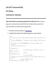 CSE 2231 Homework 26 Pdf CSE 2231 Homework 26 Zixi Wang Homework Tokenizer This Homework Is