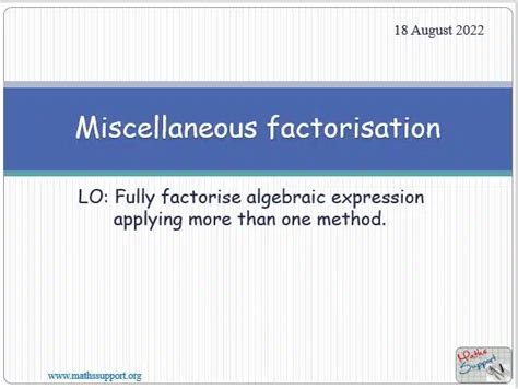 Maths Igcse E2 86 Miscellaneous Factorisation