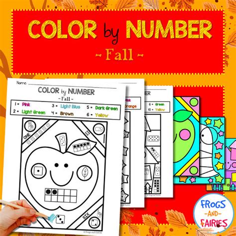 Fall Color By Code Number Sense Frogs And Fairies