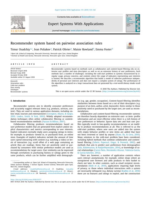 pdf recommender system based on pairwise association rules