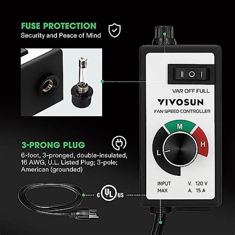 Vivosun Variable Fan Speed Controller Speed Adjuster For Inline Duct Fan In Ventilation System