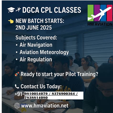 Kickstart Your Aviation Career Dgca Cpl Ground Classes Starting 2nd June At Hm Aviation