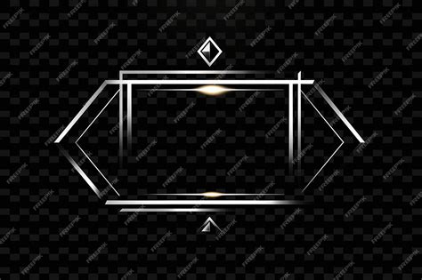 Geometric Silver Frame With Angular Border Highlighted With Png Luxurious Background Design