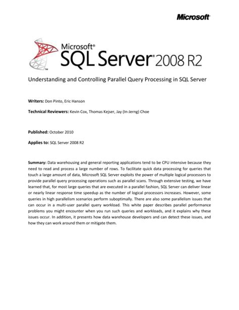 understanding and controlling parallel query