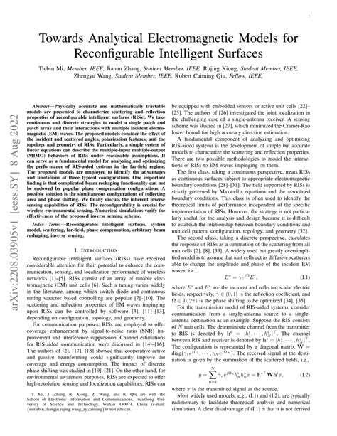 Pdf Towards Analytical Electromagnetic Models For Reconfigurable Intelligent Surfaces