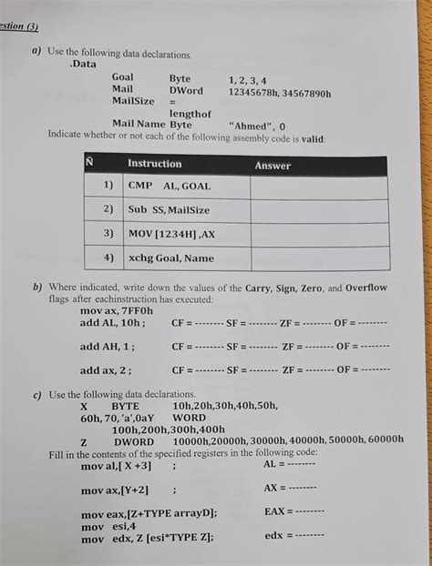 Solved Estion 3 A Use The Following Data Declarations