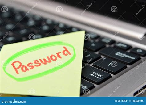 Password Written On Yellow Note Stock Image Image Of System Internet 88417611