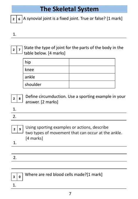 Aqa Gcse Pe The Skeletal System Inspire And Educate By Krazikas