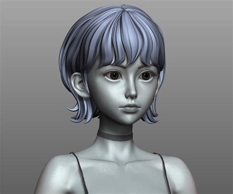Artstation V3 Highpoly And Lowpoly Fantasy Slim Anime Girl Base Female Anatomy V2 Woman Young
