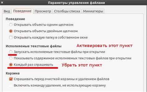 Выставить активным пункт Запускать исполняемые текстовые файлы при