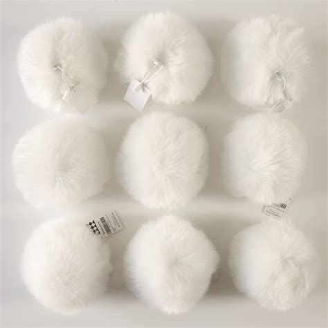 Woolous White Faux Fur Pom Poms With Elastic Loop Fluffy