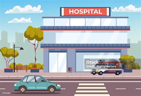 병원 건물 구급차 클리닉 의사 의료 응급 개념 벡터 평면 그래픽 디자인 그림 1위에 대한 스톡 벡터 아트 및 기타 이미지 1위 개념 건강 진단 Istock